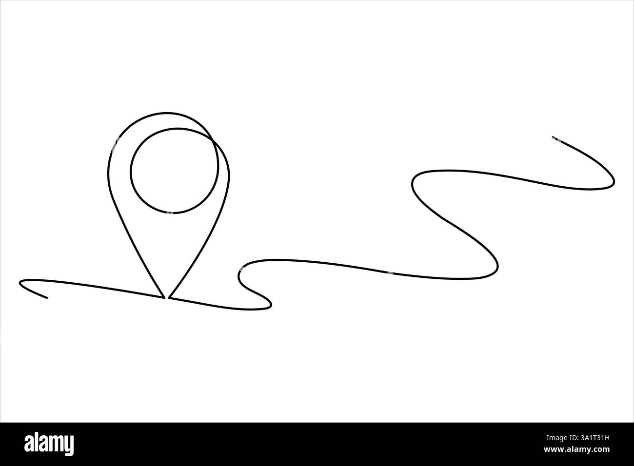 Continuous single line art drawing of Location and path pointers outline vector Stock Vector ...