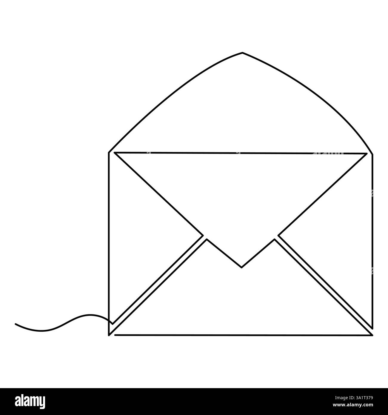 Love letter envelope isolated icon continuous single line art drawing ...