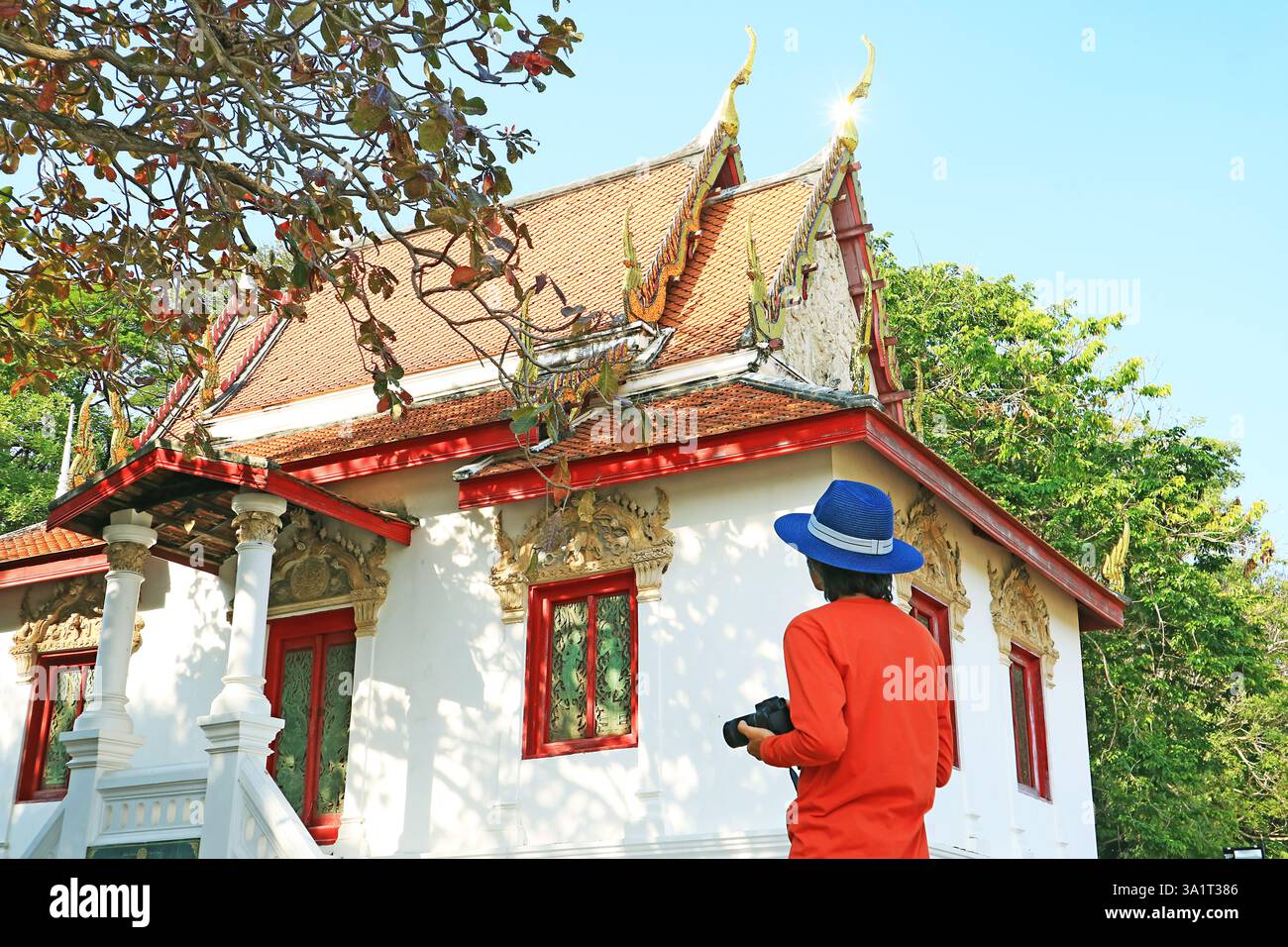 Visitor Being Impressed with the Gorgeous Scripture Hall in Wat ...