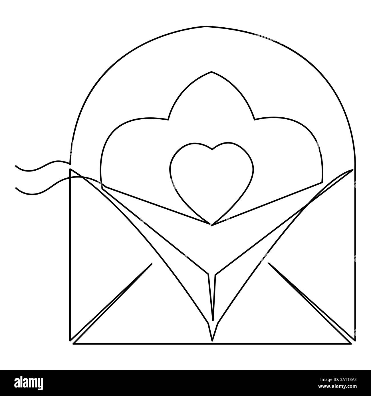 Love letter envelope isolated icon continuous single line art drawing ...