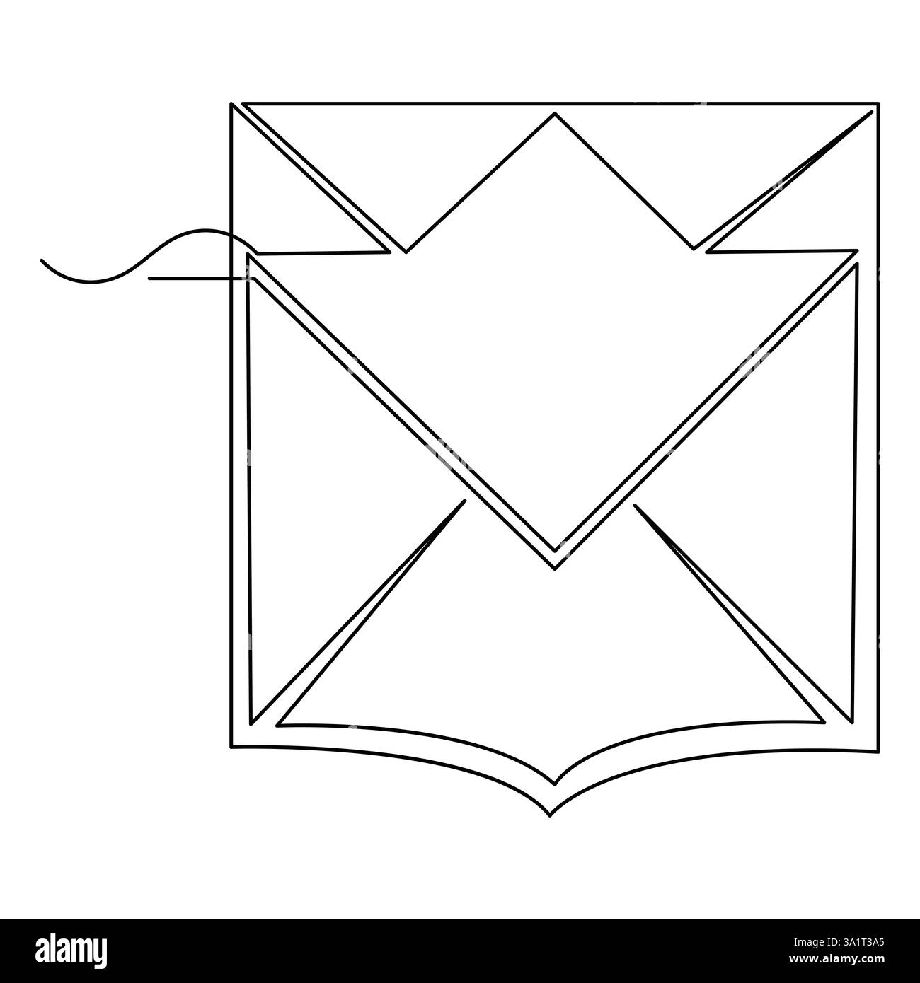 Love letter envelope isolated icon continuous single line art drawing ...