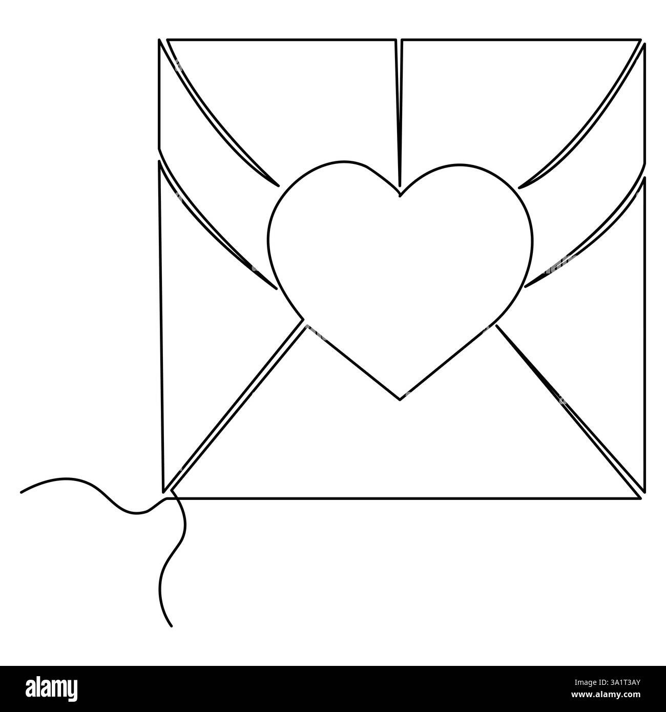 Love letter envelope isolated icon continuous single line art drawing ...