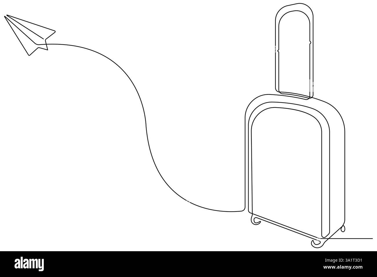 Continuous one line art drawing of suitcases, luggage design outline ...