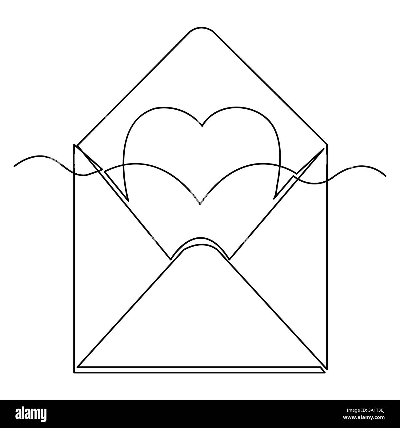 Love letter envelope isolated icon continuous single line art drawing ...