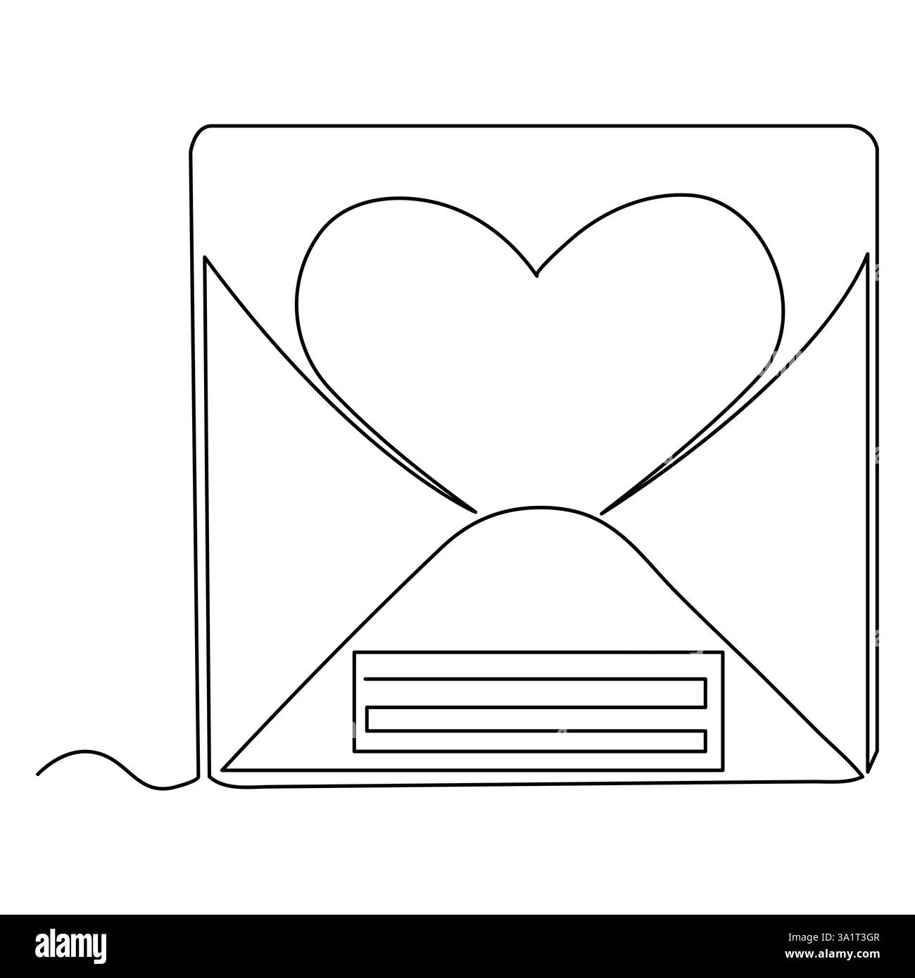Love letter envelope isolated icon continuous single line art drawing ...