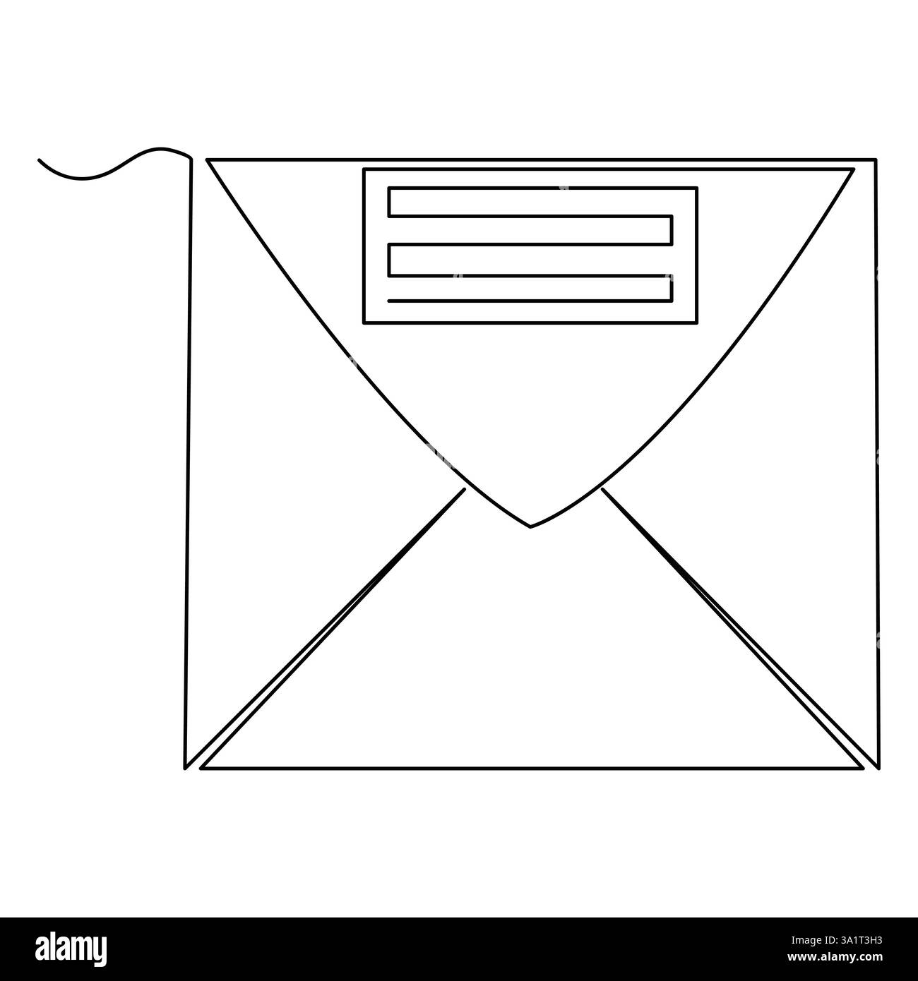 Love letter envelope isolated icon continuous single line art drawing ...