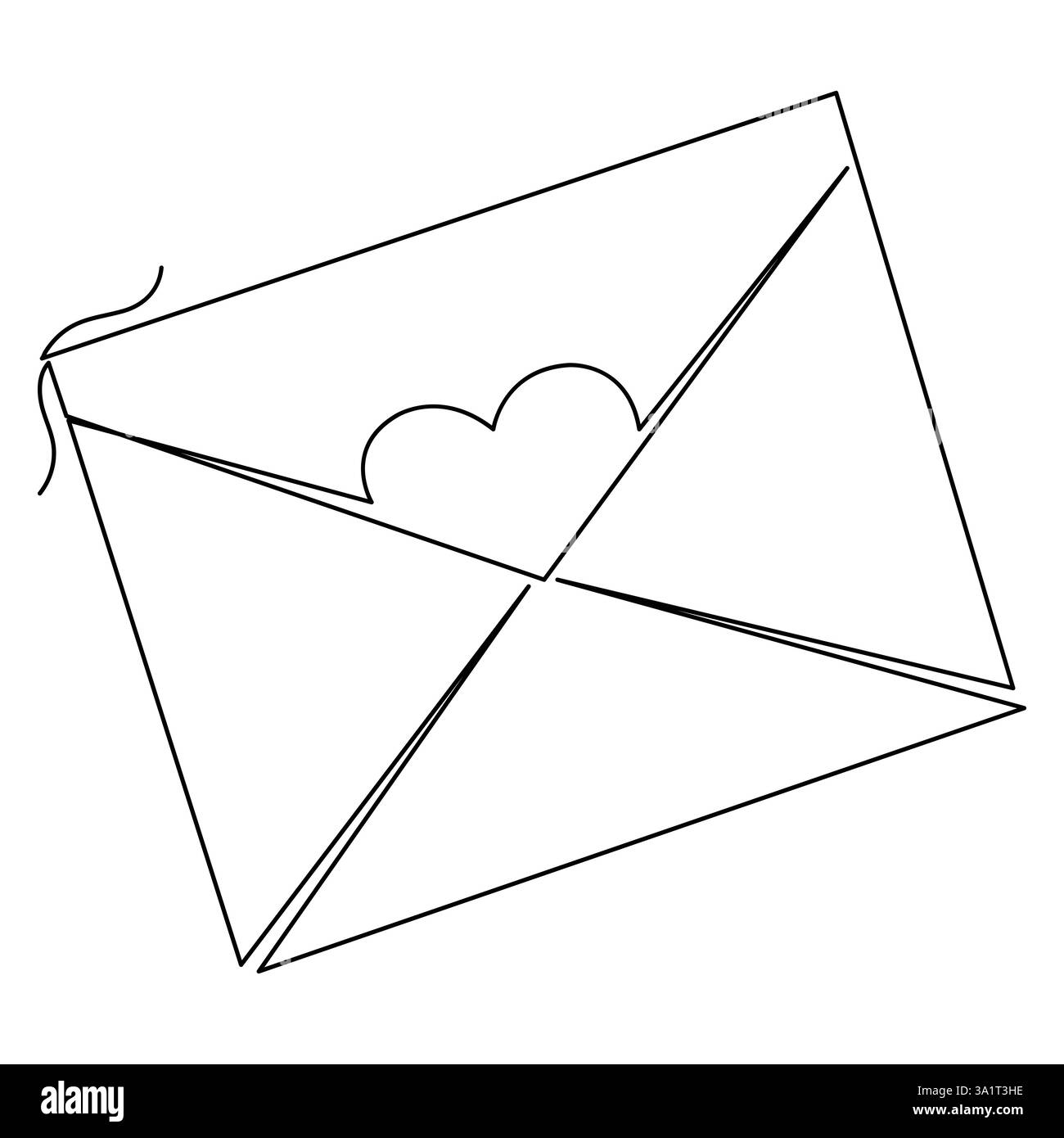 Love letter envelope isolated icon continuous single line art drawing ...