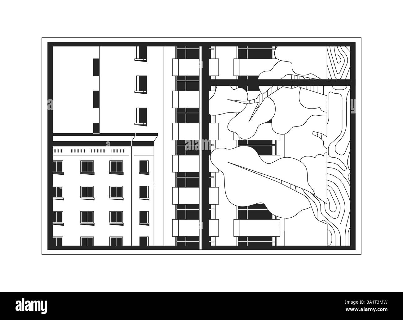 Cityscape view through window 2D line object Stock Vector Image & Art ...