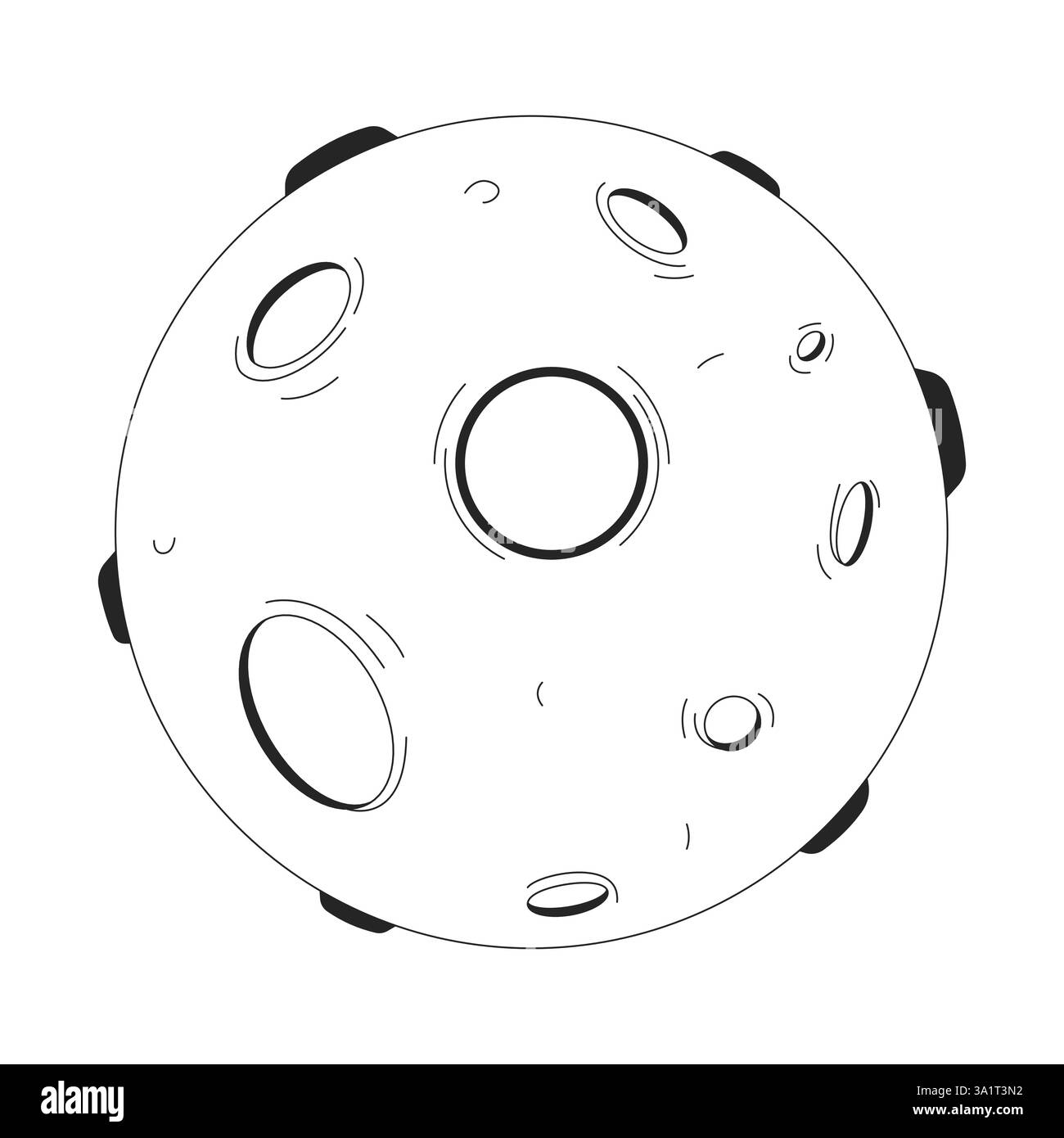 Fantasy Moon With Craters 2d Line Object Stock Vector Image And Art Alamy