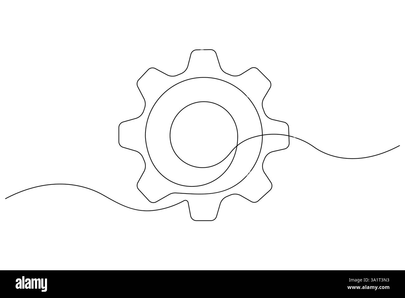 Machine gears wheel symbol technology, continuous one line art drawing ...