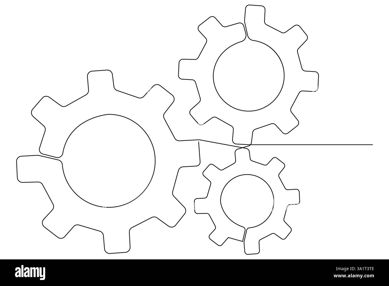 Machine gears wheel symbol technology, continuous one line art drawing ...