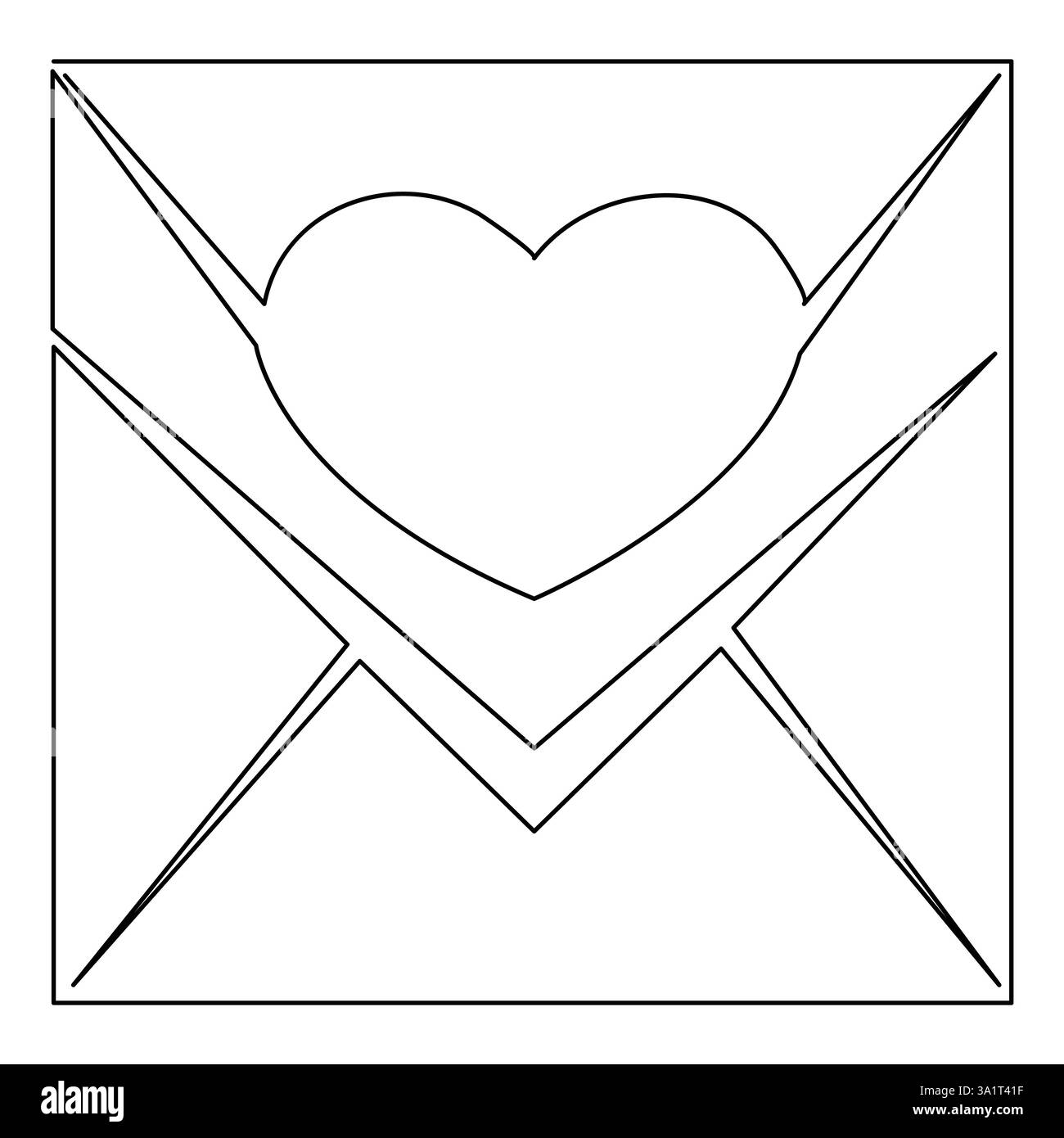 Love letter envelope isolated icon continuous single line art drawing ...