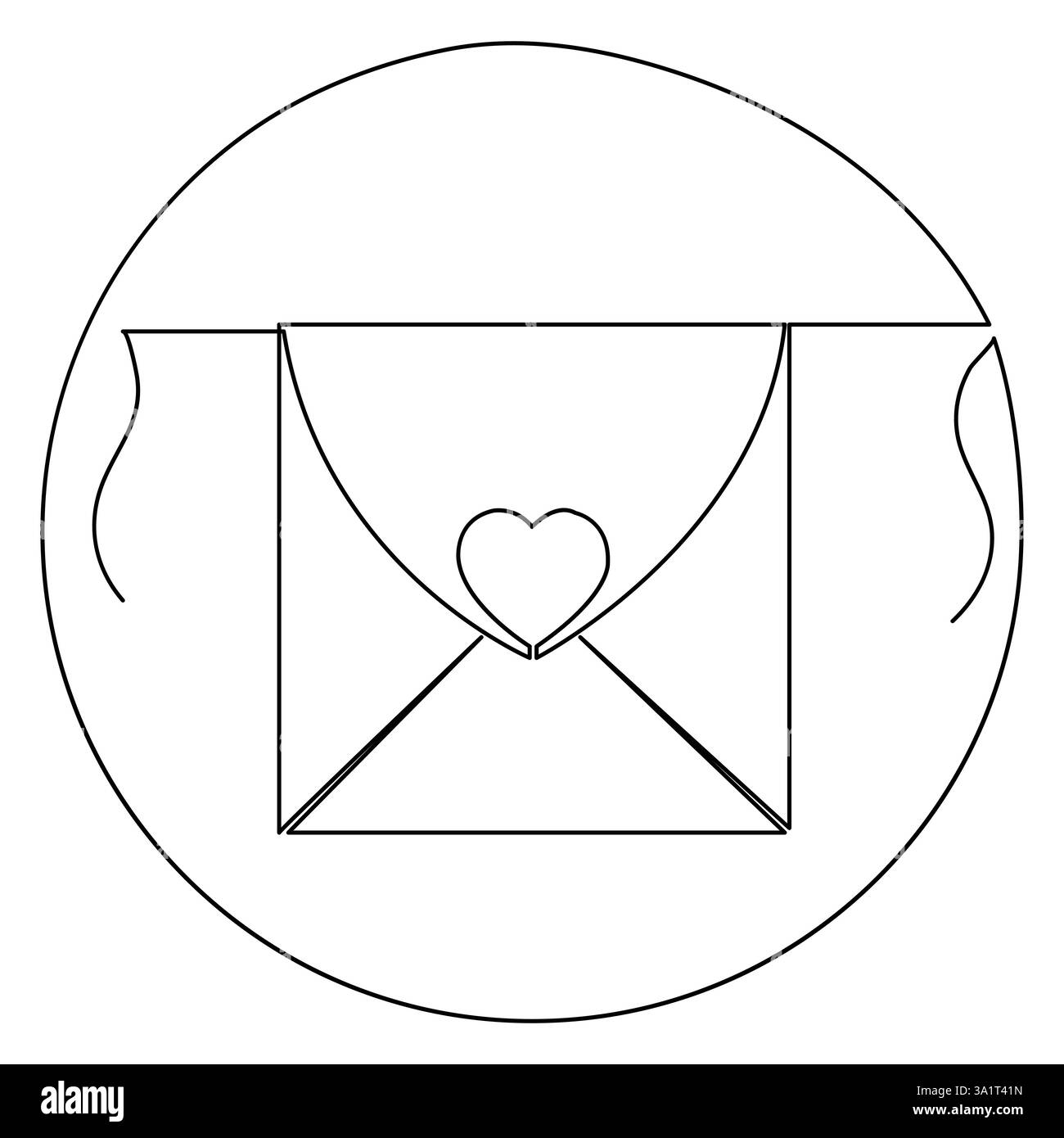Love letter envelope isolated icon continuous single line art drawing ...