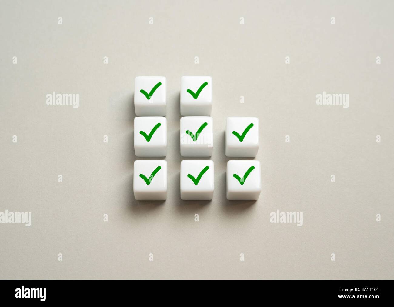 Check marks for completed work, achievements and completed stages ...