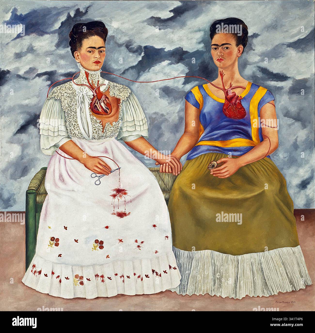 The Two Fridas (Las dos Fridas), 1939. Double self-portrait, depicting two versions of Kahlo ...