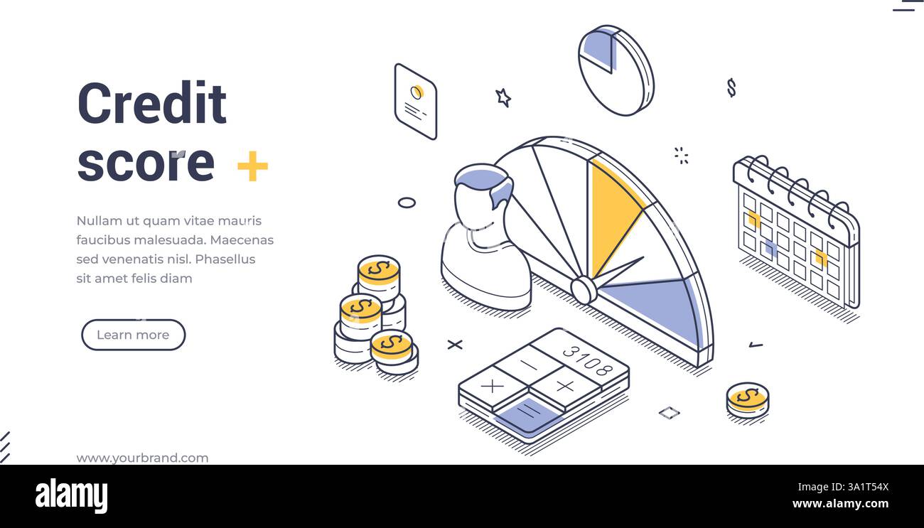 Web banner template illustrates essential aspects of credit scoring. It ...