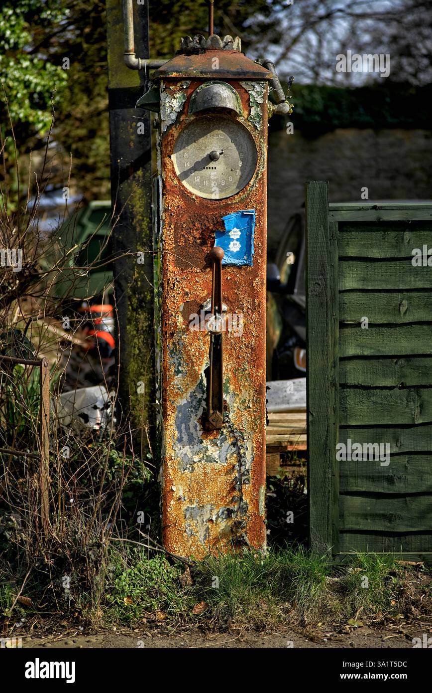 Old petrol pump, rusty and neglected, England, UK Stock Photo - Alamy