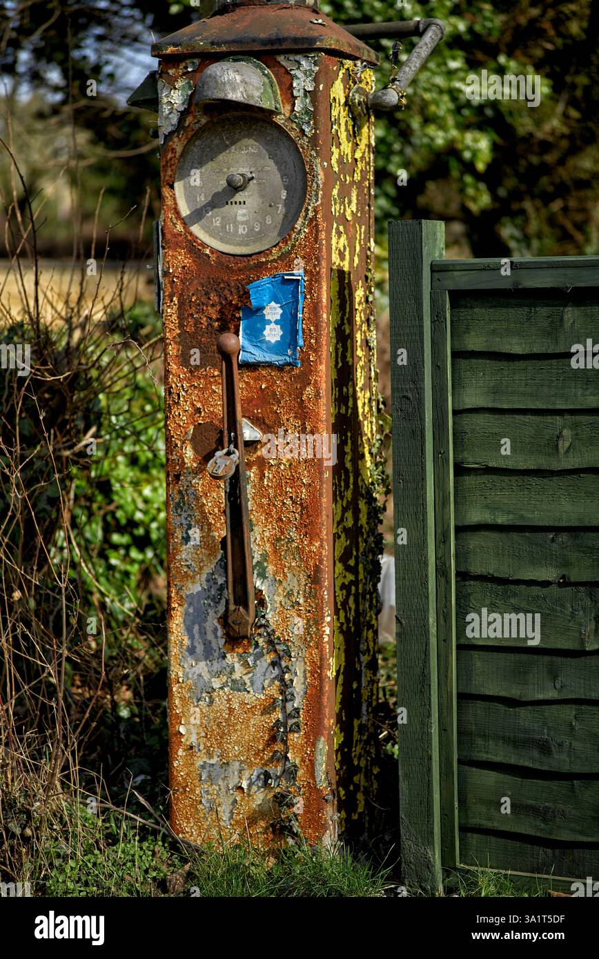 Old petrol pump, rusty and neglected, England, UK Stock Photo - Alamy