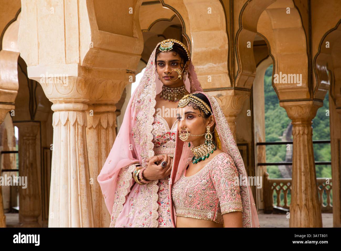 Jaipur, Rajasthan, India - 8-17-2022: Two beautiful girls models posing ...