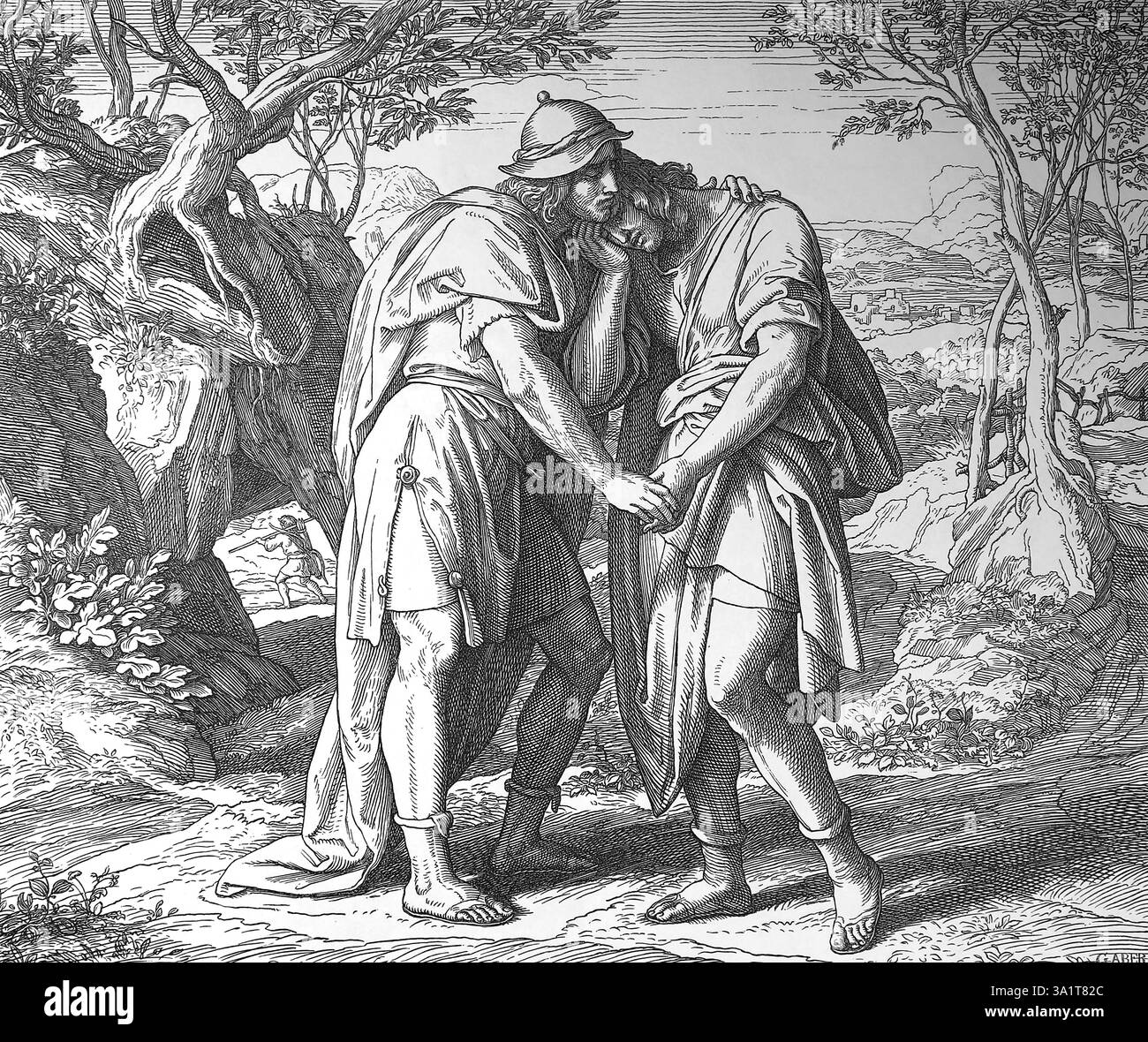 Bible. Death of Saul. 1st Book of Samuel. Illustration by J. Schnorr ...