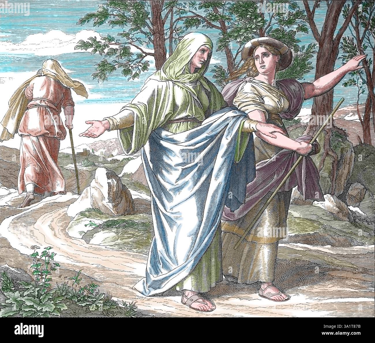 Bible. Ruth and Naomi's journey. The Book of Ruth. Illustration by J ...