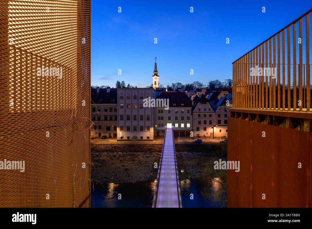 steyr, austria, 09 march 2025, old town of steyr in the evening light ...