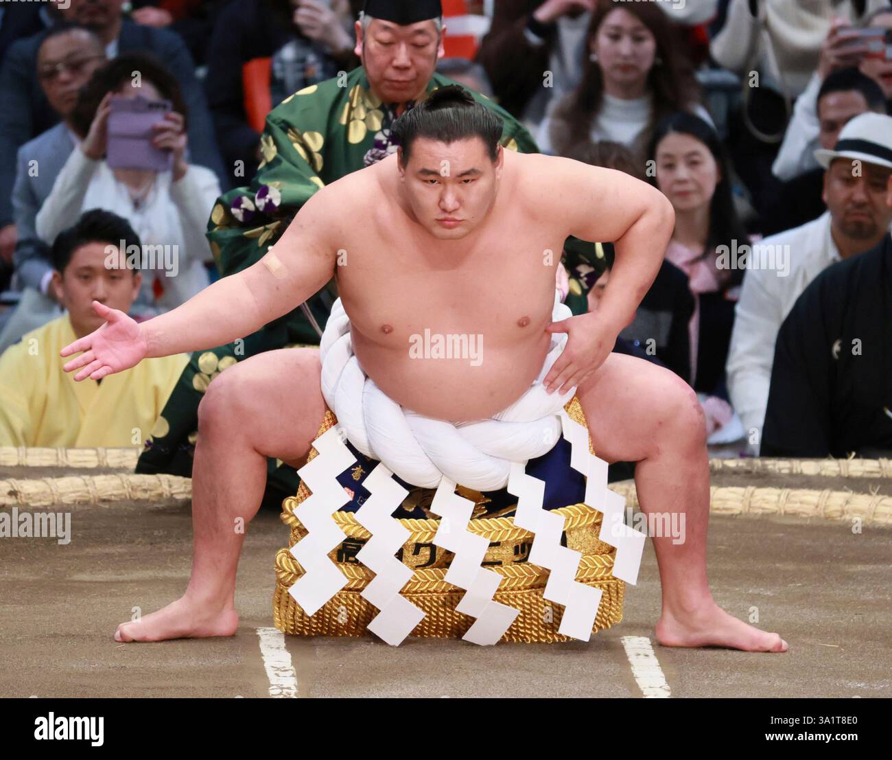 Highest rank Sumo Wrestler, Yokozuna Hoshoryu performs the ring ...