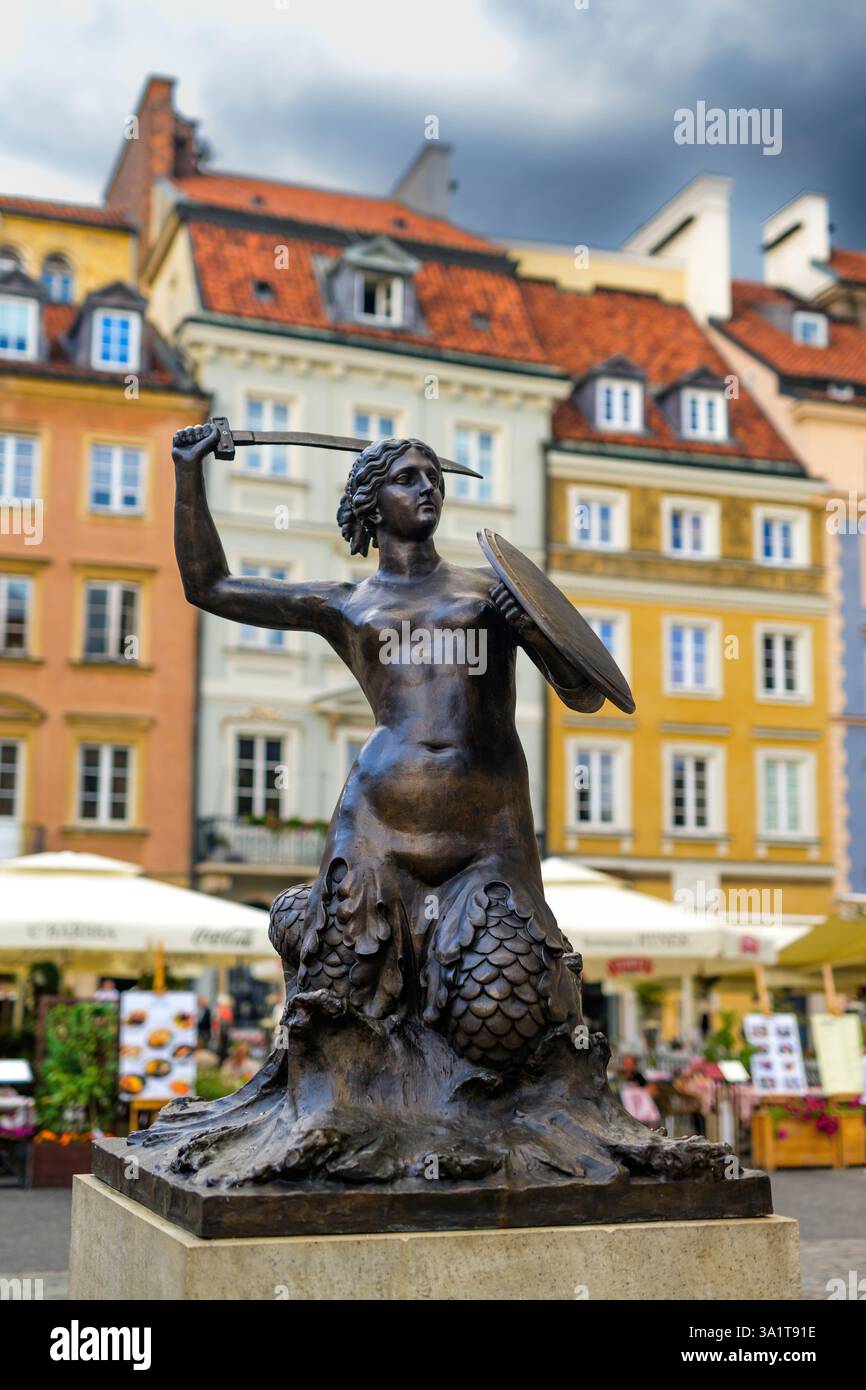Warsaw, Poland - 10 August 2023: Mermaids Statue In The Center Of ...