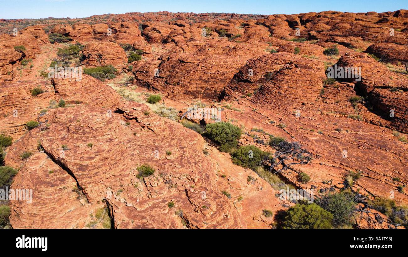 Rock formations in the Kings Canyon in Australia, seen from above Stock ...
