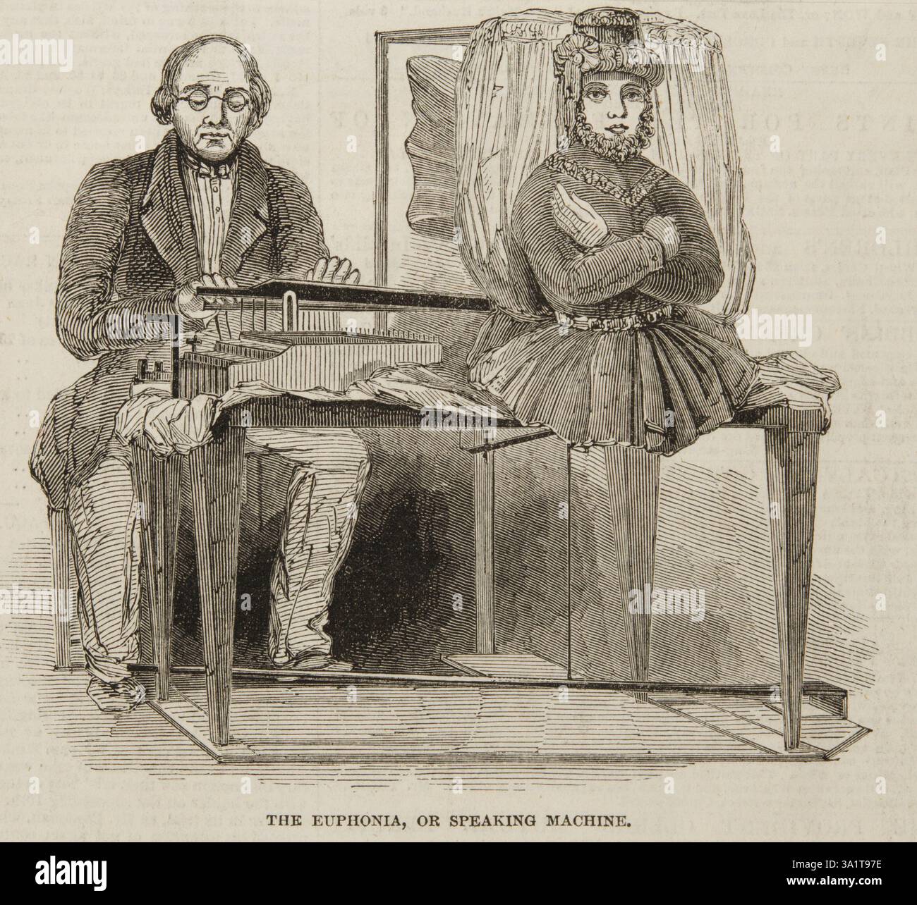 The Speaking Automaton, or Euphonia, 1846. An early robot 'speaks' by ...
