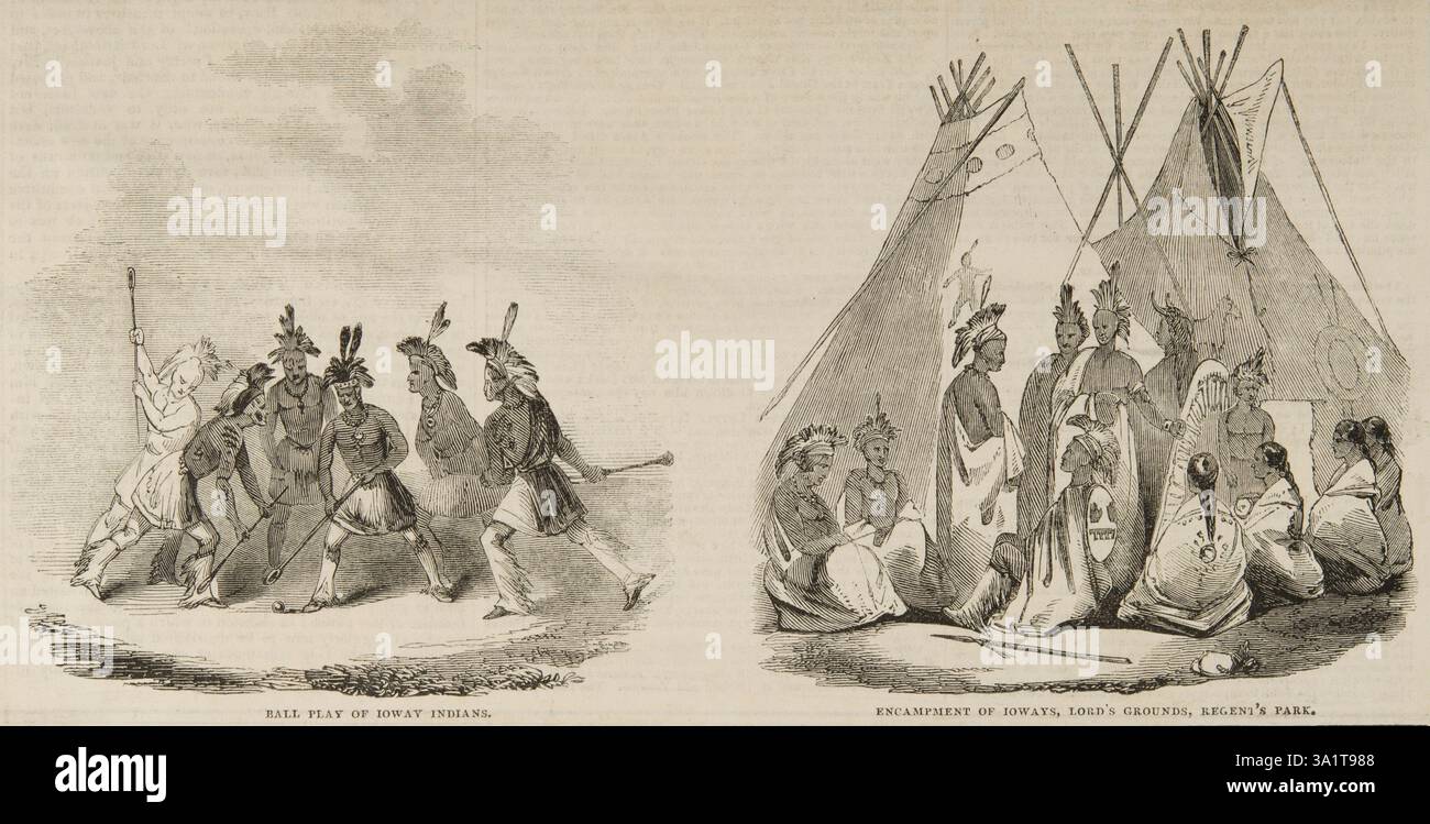 'Ball Play of the Ioway Indians' and 'Encampment of Ioways, Lord's ...