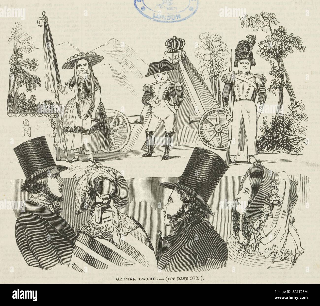 German Dwarfs at the Egyptian Hall, 1844. 'Liliputians' on show at the ...