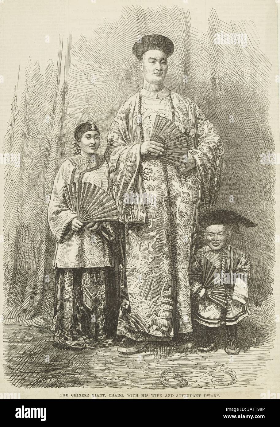 The Chinese Giant, Chang, with his Wife and Attendant Dwarf, 1865 ...