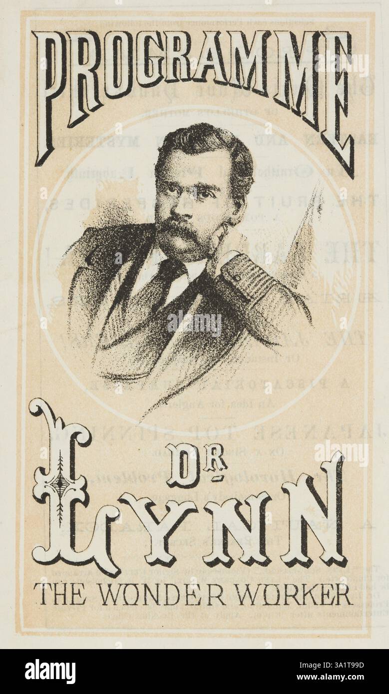 Dr Lynn The Wonder Worker, 1870. Front cover of a programme ...