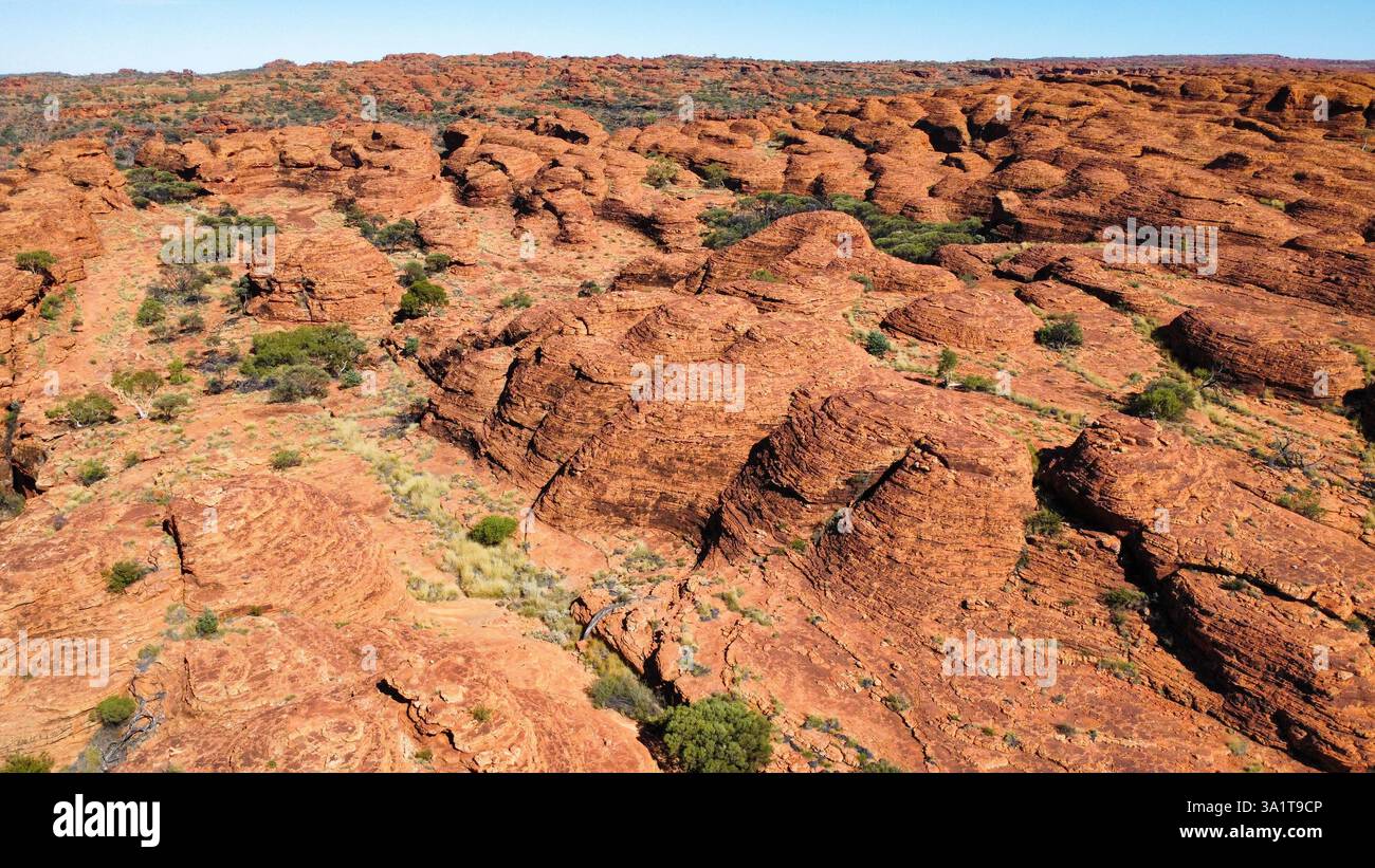 Rock formations in the Kings Canyon in Australia, seen from above Stock ...