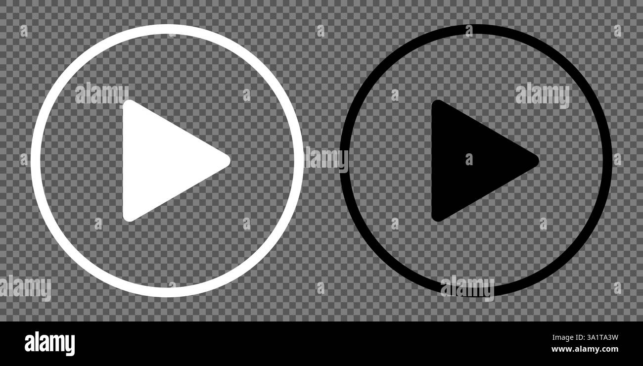 Round play button icons on transparent background Stock Vector Image ...