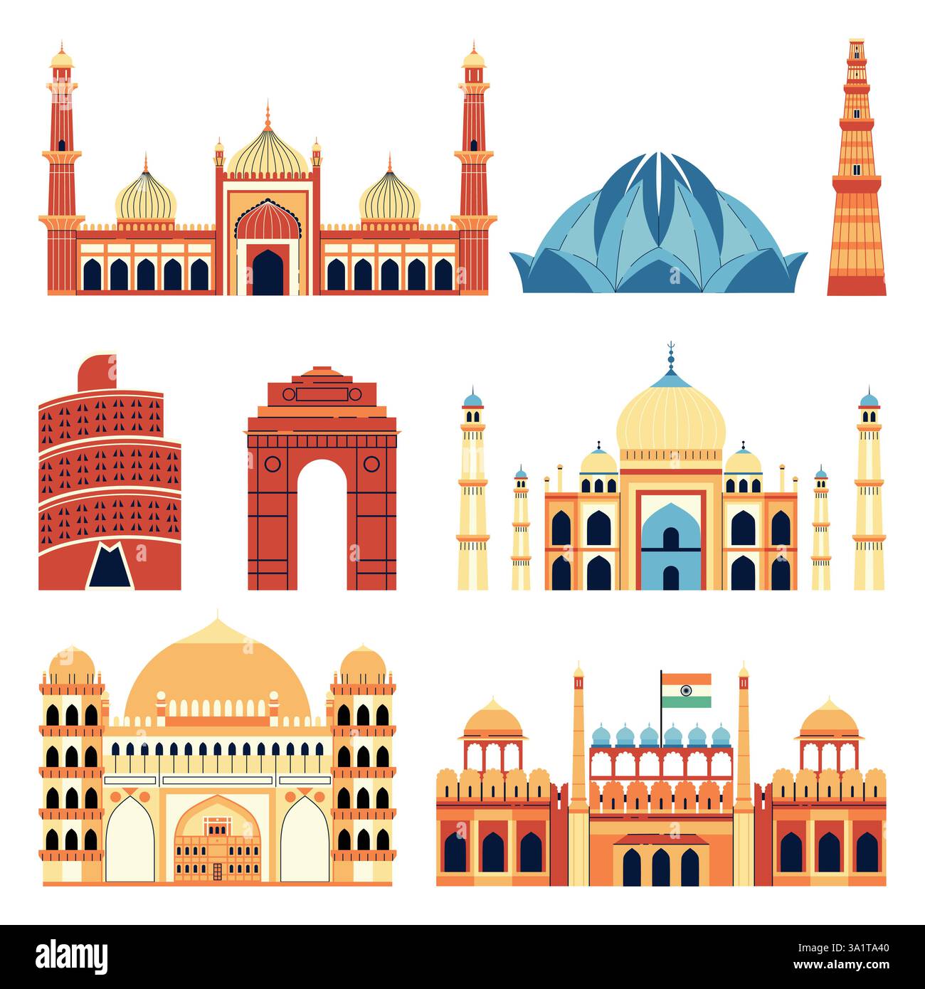 Architectural Landmarks and Buildings of India Stock Vector Image & Art ...