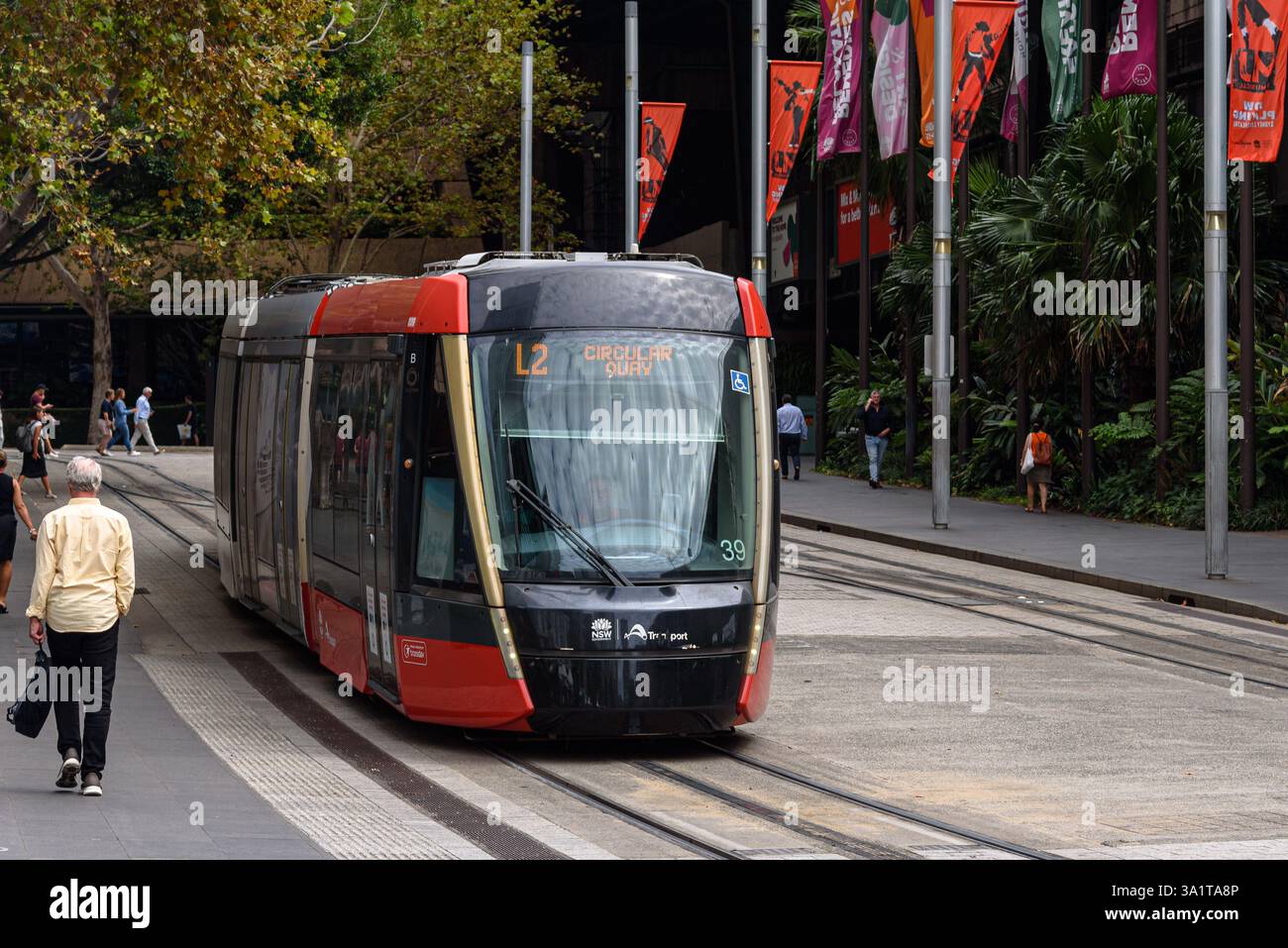 A tram on Sydney light rail line 2 at Circular Quay Stock Photo - Alamy