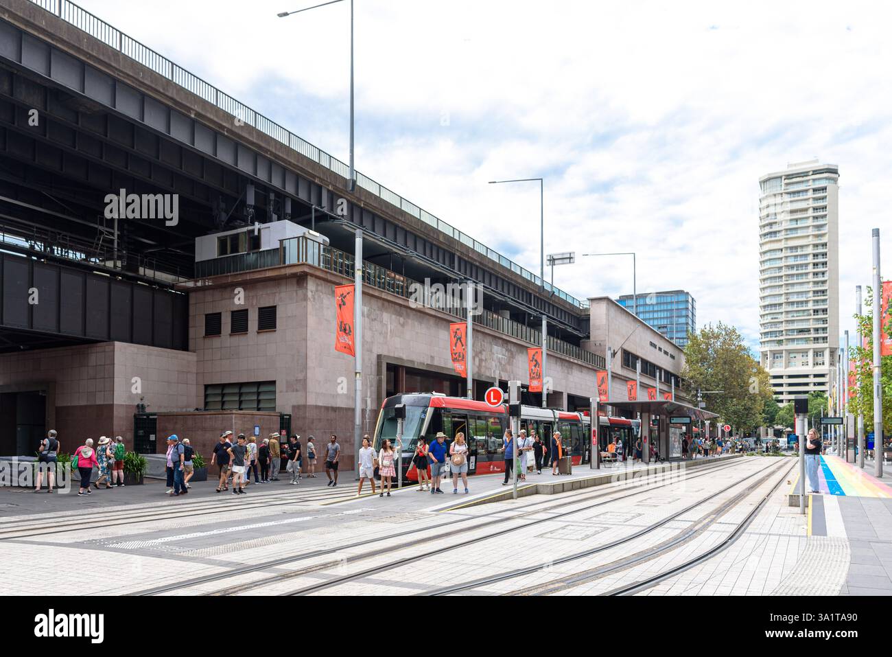 The light rail stop at Circular Quay in Sydney with the Cahill ...