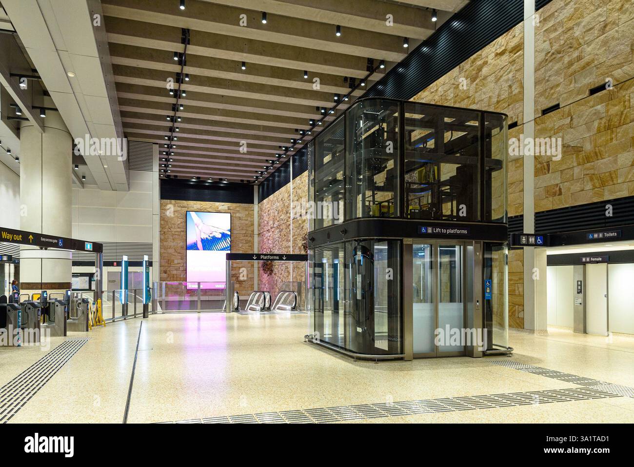 The lift inside the Barangaroo metro station in Sydny Stock Photo - Alamy