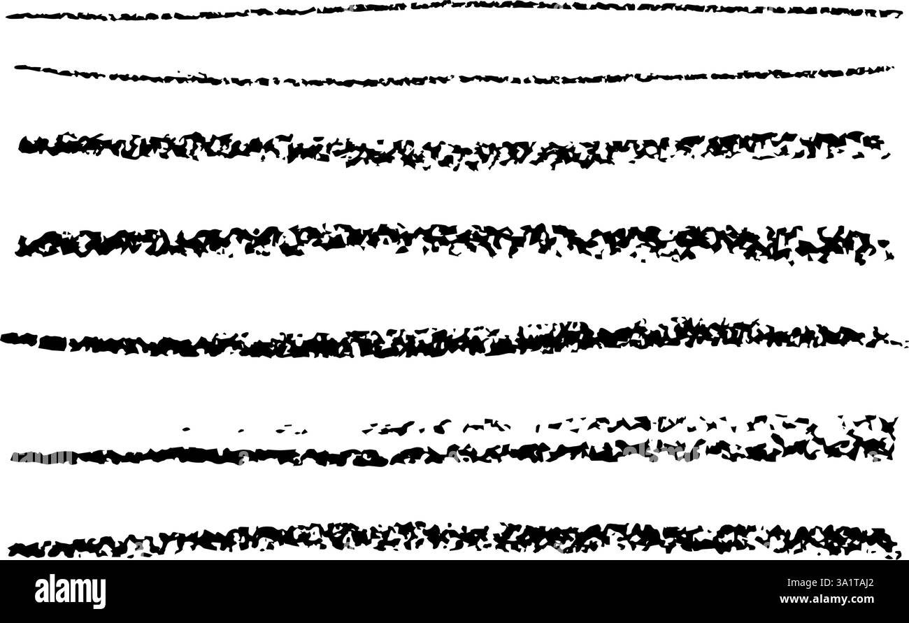 Chalk brush lines set. Hand drawn vector textured chalk underline ...