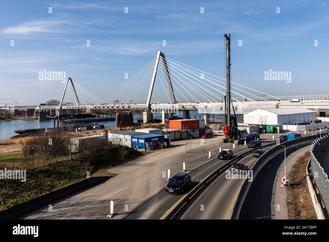 construction site of the new river Rhine bridge of the Autobahn A1 ...