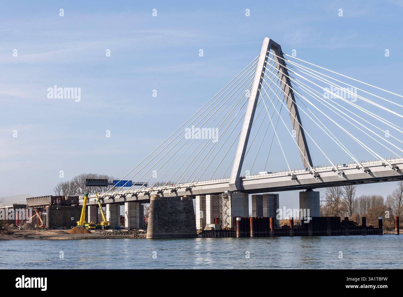 construction site of the new river Rhine bridge of the Autobahn A1 ...