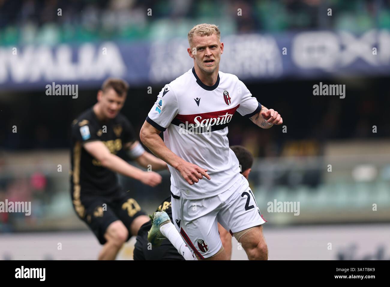Jens Odgaard (Bologna) ; celebrates after scoring his teamÕs first goal ...