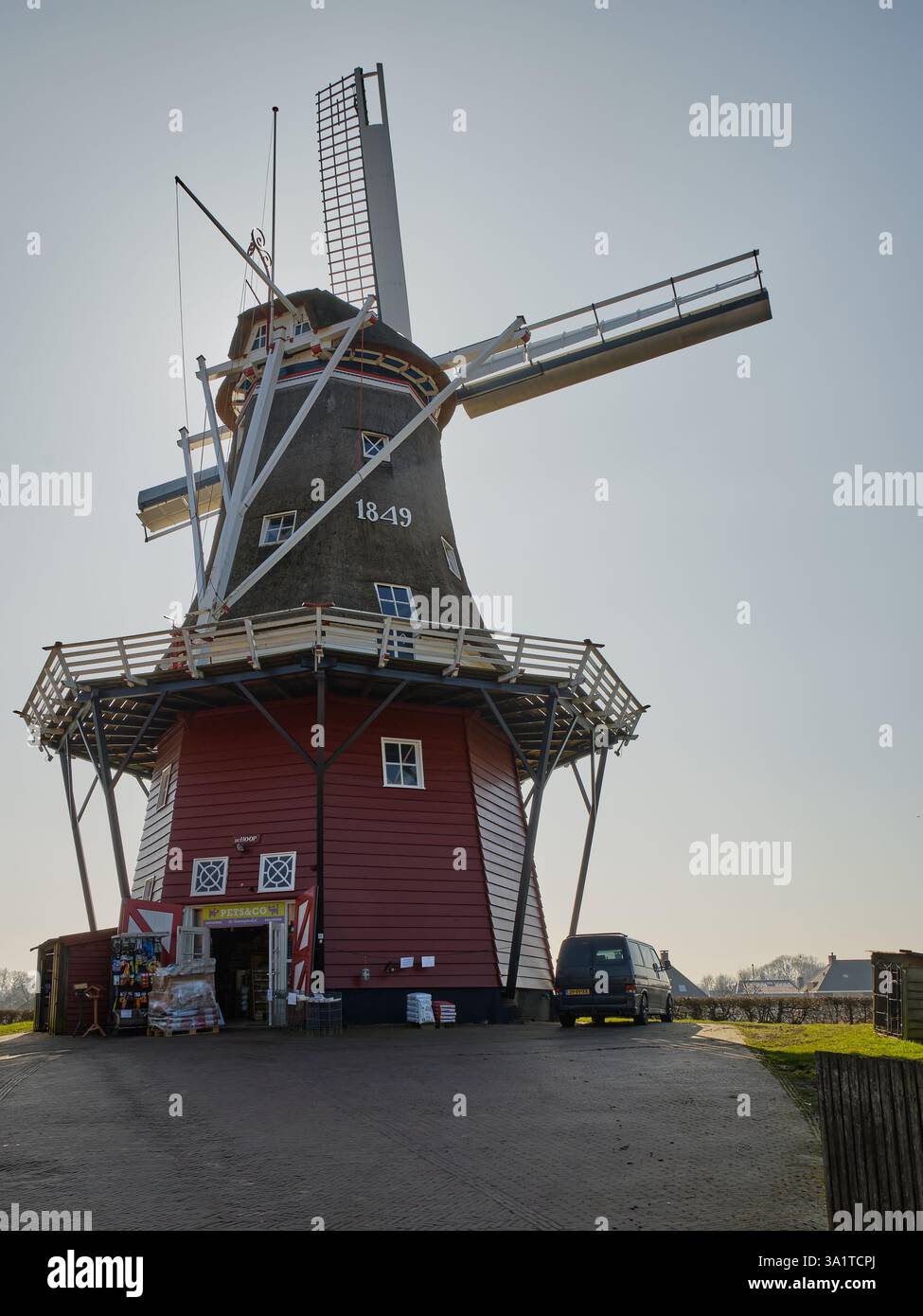 March 6, 2025 - Dokkum, Netherlands: Traditional Dutch windmill De Hoop ...