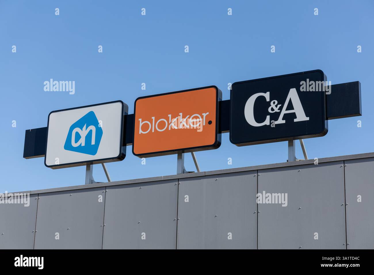 Albert Heijn, Blokker and C&A logo signs a group of shops also known as ...