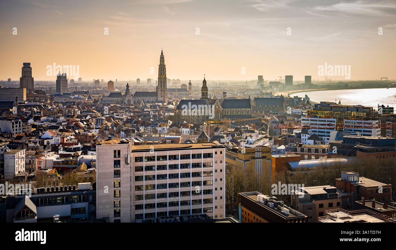 Antwerp, Belgium, March 9th 2025: View on the skyline of Antwerp ...