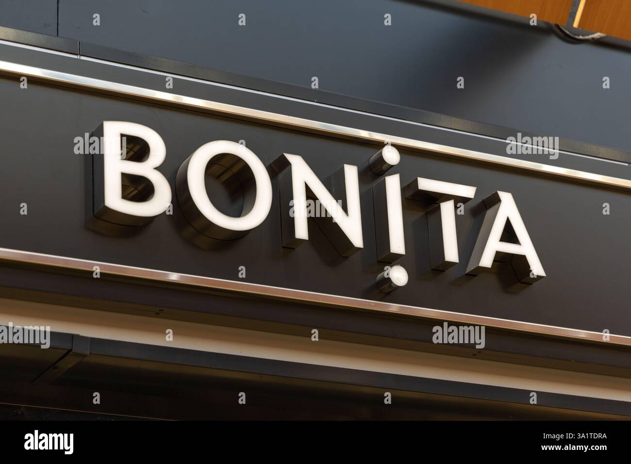Bonita logo sign above the entrance shop in Nieuwegein. Bonita is a ...