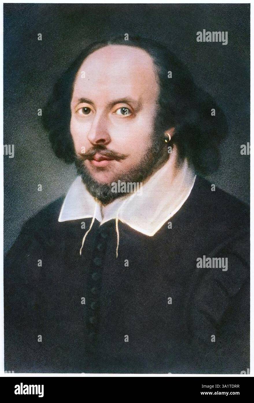 William Shakespeare, English playwright, (19th century). Portrait of ...