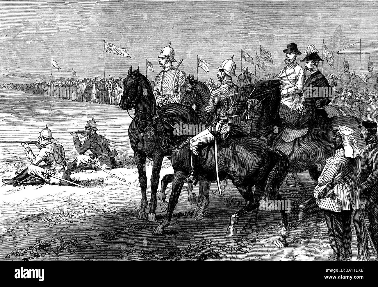 Mounted Volunteer Riflemen shooting at Wimbledon for Colonel Loyd ...